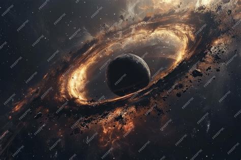 Premium Photo Black Hole Shadow A Dark Region Created By The Bending