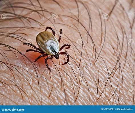Crawling Deer Tick On Human Hairy Skin Background Ixodes Ricinus Or