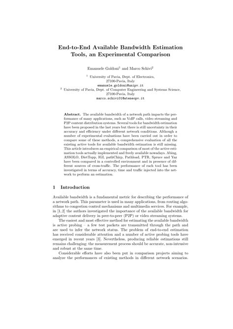 Pdf End To End Available Bandwidth Estimation Tools An Experimental