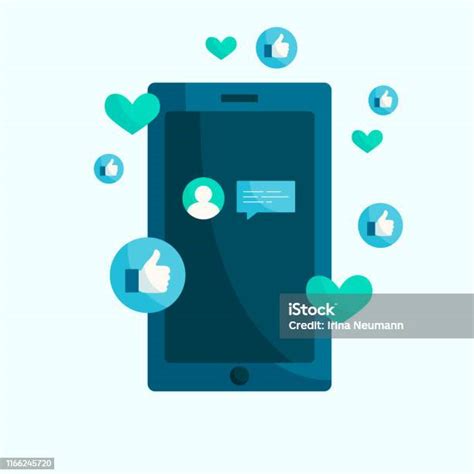 화면에 채팅 메시지 메뉴 인터페이스와 현대 휴대 전화의 개념 그림 벡터 일러스트레이션 플랫 스타일 소셜 미디어 기포에 대한 스톡