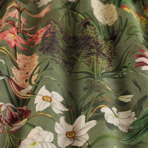 Linda Barker Grandi Floral Velvet Fabric Sage Terrys