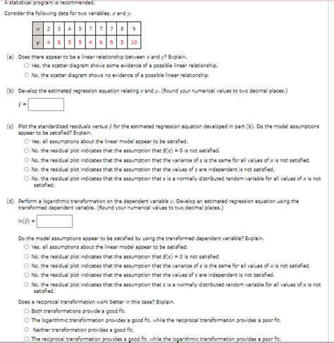 Solved Consider The Following Data For Two Variables X And Chegg