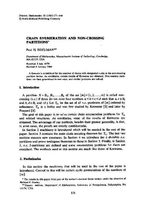 Pdf Chain Enumeration And Non Crossing Partitions