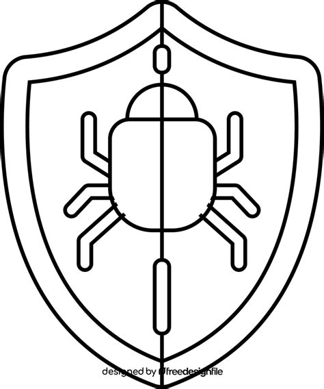 Malware Shield Antivirus Icon Black And White Clipart Vector Free Download