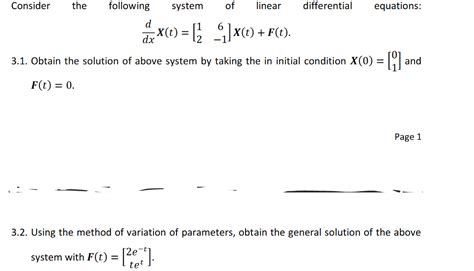 Solved Consider The Following System Of Linear Differential Chegg