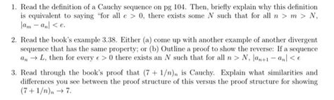 Solved 1 Read The Definition Of A Cauchy Sequence On Pg 104