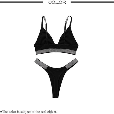 Sporty Women Attractive Sexy Bra Brief Set High Elastic Deep V Bra T Panty Wirefree One Piece