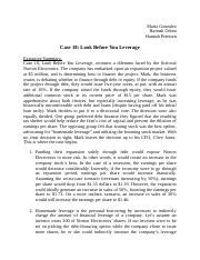 Case 18 Docx Maria Gonzalez Hannah Odom Hannah Petersen Case 18 Look Before You Leverage