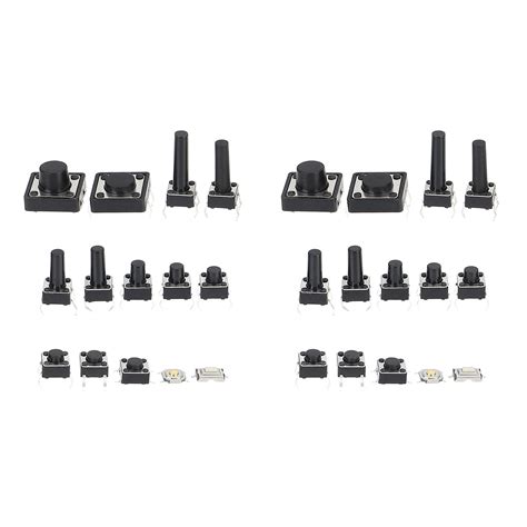 Patifesfun 140pcs Tactile Push Button Switches For Breadboard Use Black Square Plastic Copper