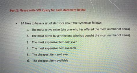 Solved Part 2 Please Write Sql Query For Each Statement