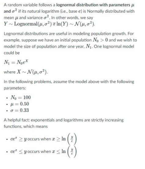 Solved A Random Variable Follows A Lognormal Distribution