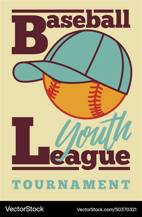 Baseball Youth League Poster Or Emblem Design Vector Image