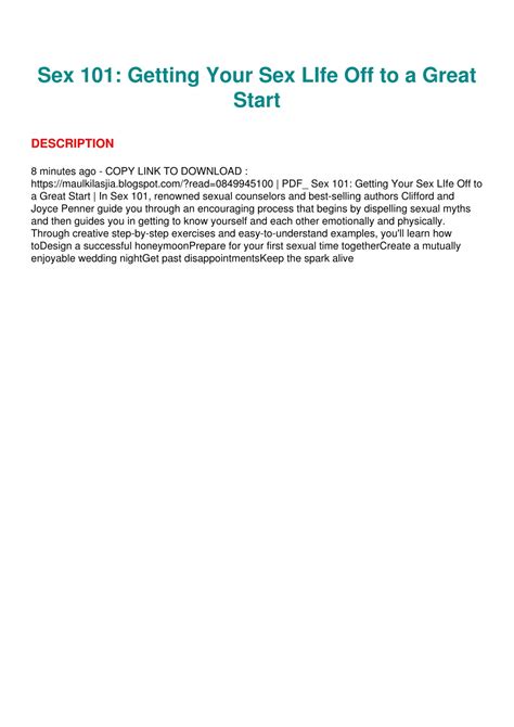 PPT PDF DOWNLOAD FREE Sex 101 Getting Your Sex LIfe Off To A Great Start Kindle PowerPoint