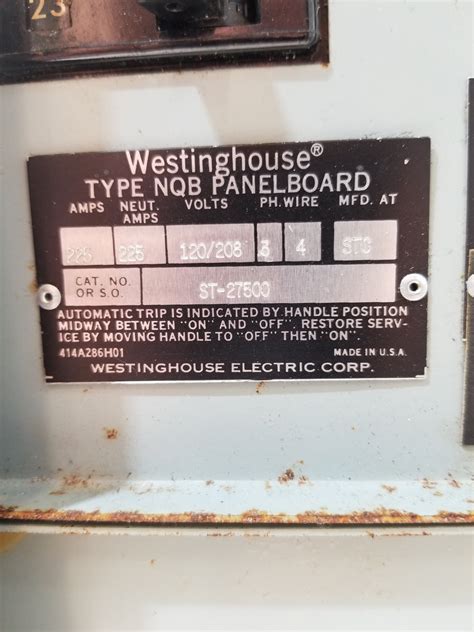 Westinghouse Panel With 225 Amp Main And Breakers 208y 120 Volt 3 Phase