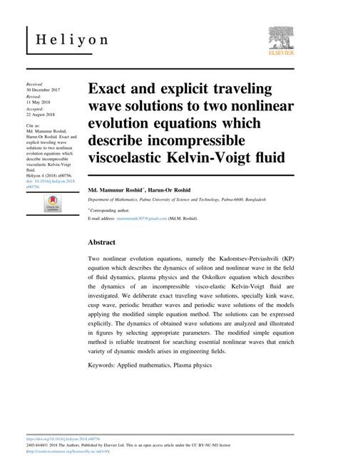 Pdf Exact And Explicit Traveling Wave Solutions To Two Nonlinear