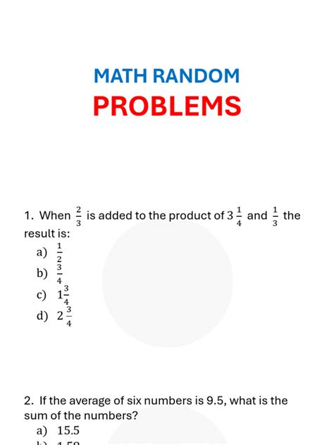Random Math Problems Pdf