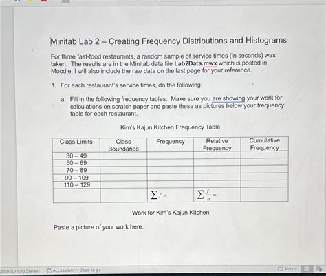 Solved Minitab Lab 2 ﻿creating Frequency Distributions And