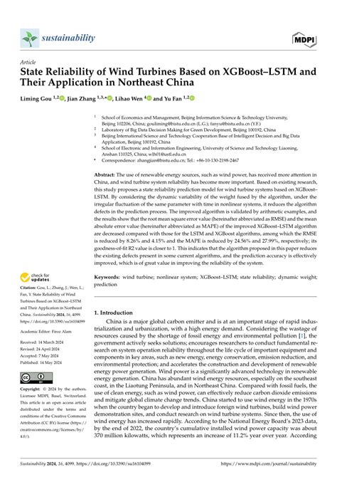 Pdf State Reliability Of Wind Turbines Based On Xgboostlstm And