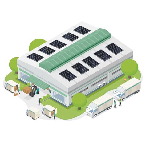 Premium Vector Eco Warehouse Solar Cell Isometric