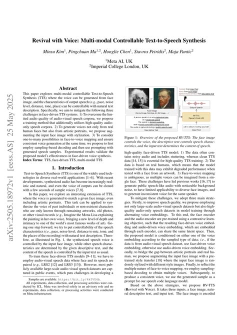 Pdf Revival With Voice Multi Modal Controllable Text To Speech Synthesis