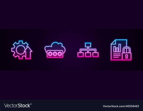 Set Line Arrow Growth Gear Password Protection Vector Image