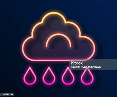 검은 색 배경에 고립 된 비 아이콘과 빛나는 네온 라인 구름 비가 내리는 비 구름 강수량 벡터 0명에 대한 스톡 벡터 아트 및 기타 이미지 Istock