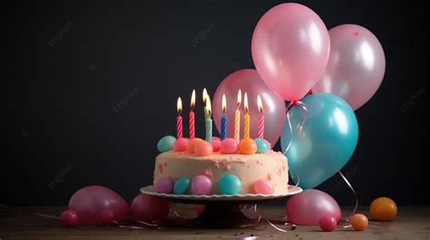 촛불과 풍선이 있는 생일 케이크 생일 케이크와 풍선의 무료 사진 생일 축하 해요 생일 배경 일러스트 및 사진 무료 다운로드 Pngtree