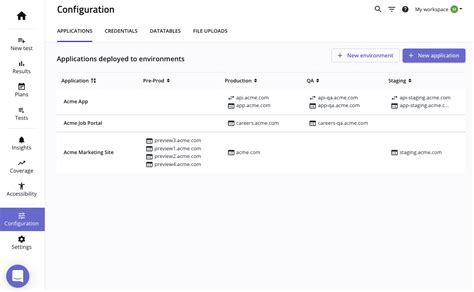 configuring applications and environments mabl help