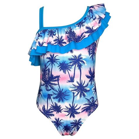 Gyratedream Girls One Piece Swimsuits Hawaiian Ruffle Swimwear Beach