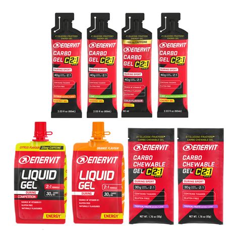 Enervit Energy Gel Variety Pack 2 1 Carb Formula For Athletes