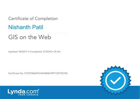 Certificate Of Completion Gis On The Web Ppt