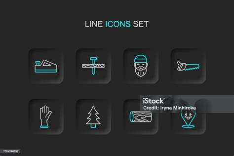 숲의 위치 나무 통나무 나무 보호 장갑 손톱 벌목꾼 금속 못 및 비행기 도구 아이콘을 설정합니다 벡터 0명에 대한 스톡 벡터 아트 및 기타 이미지 Istock