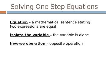 One Step Equations Powerpoint Lesson By Heather Cantley Tpt