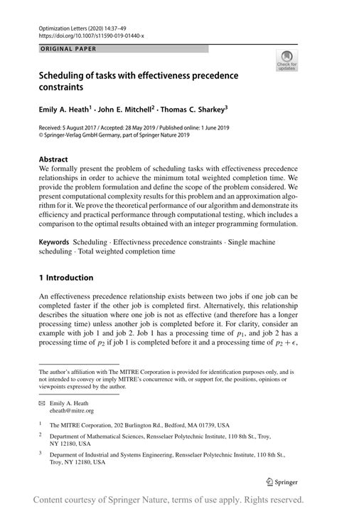 Scheduling Of Tasks With Effectiveness Precedence Constraints Request Pdf