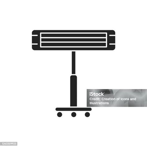 적외선 히터 블랙 글리프 아이콘 금속 막대기 위에 서서 방을 가열합니다 웹 페이지 모바일 앱 프로모션용 픽토그램 Ui Ux