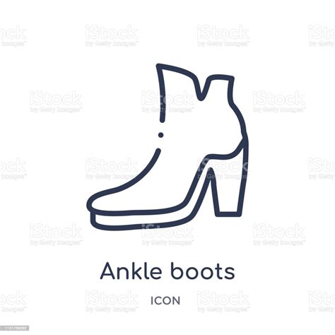 의류 개요 컬렉션에서 선형 발목 부츠 아이콘입니다 얇은 라인 발목 부츠 벡터 흰색 배경에 고립입니다 앵 클 부츠 트렌디한 일러스트 0명에 대한 스톡 벡터 아트 및 기타