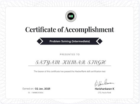 Hackerrank Codingachievements Hackerrankcertified Problemsolving