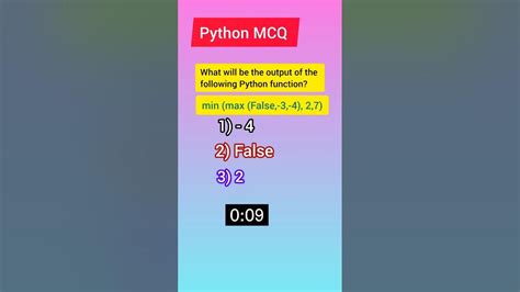 Python Mcq Based On Min Max Function Shorts Youtube