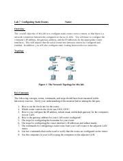 Lab Configuring Static Routes Docx Lab Configuring Static Routes