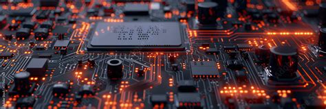 Complex Circuit Board With Glowing Elements Complex Circuit Board