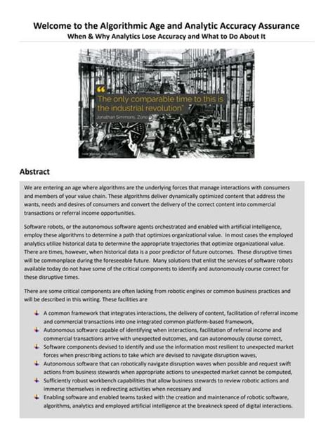 Welcome To The Algorithmic Age And The Need For Analytic Accuracy Assurance Pdf