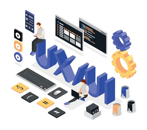Ui And Ux Isometric Composition 6846755 Vector Art At Vecteezy