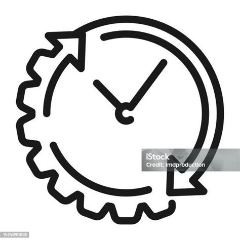시간 관리 라인 시간 아이콘이있는 기어 작업 프로세스 벡터 일러스트 레이 션 개념에 대한 스톡 벡터 아트 및 기타 이미지 개념 개념과 주제 계시기 Istock