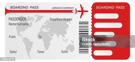 Boarding Pass Layout Airplane Ticket Paper Template Stock Illustration