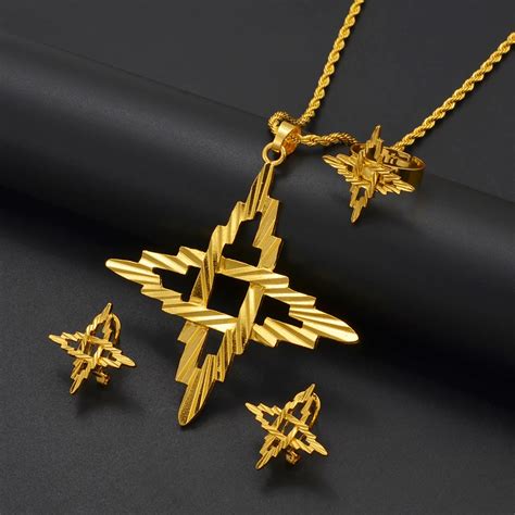 NEW Ethiopian Eritrean Cross Jewelry Sets Pendant Necklaces Earrings Rings For Mama Women