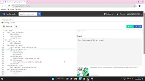 Implementation Of Binarysearchtree In Python Codelink In Comments Bst Youtube