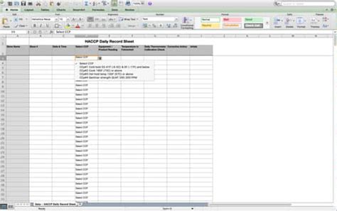 Haccp Chart Template