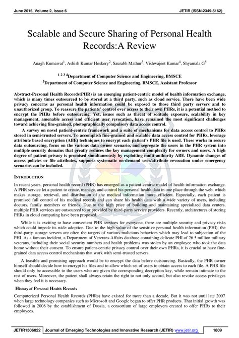 pdf scalable and secure sharing of personal health records a review