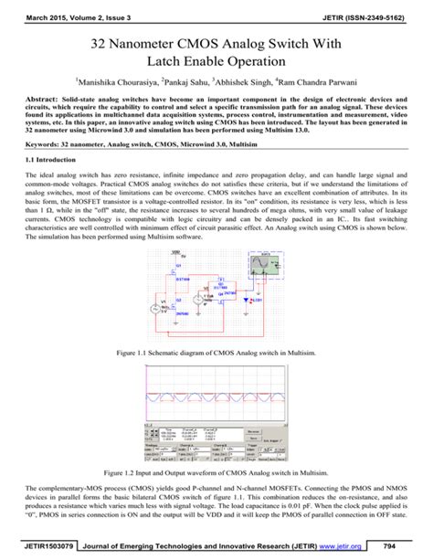 32 Nanometer Cmos Analog Switch With Latch Enable