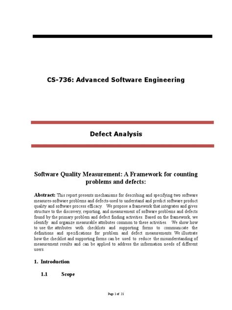 Cs 736 Advanced Software Engineering Software Quality Measurement A